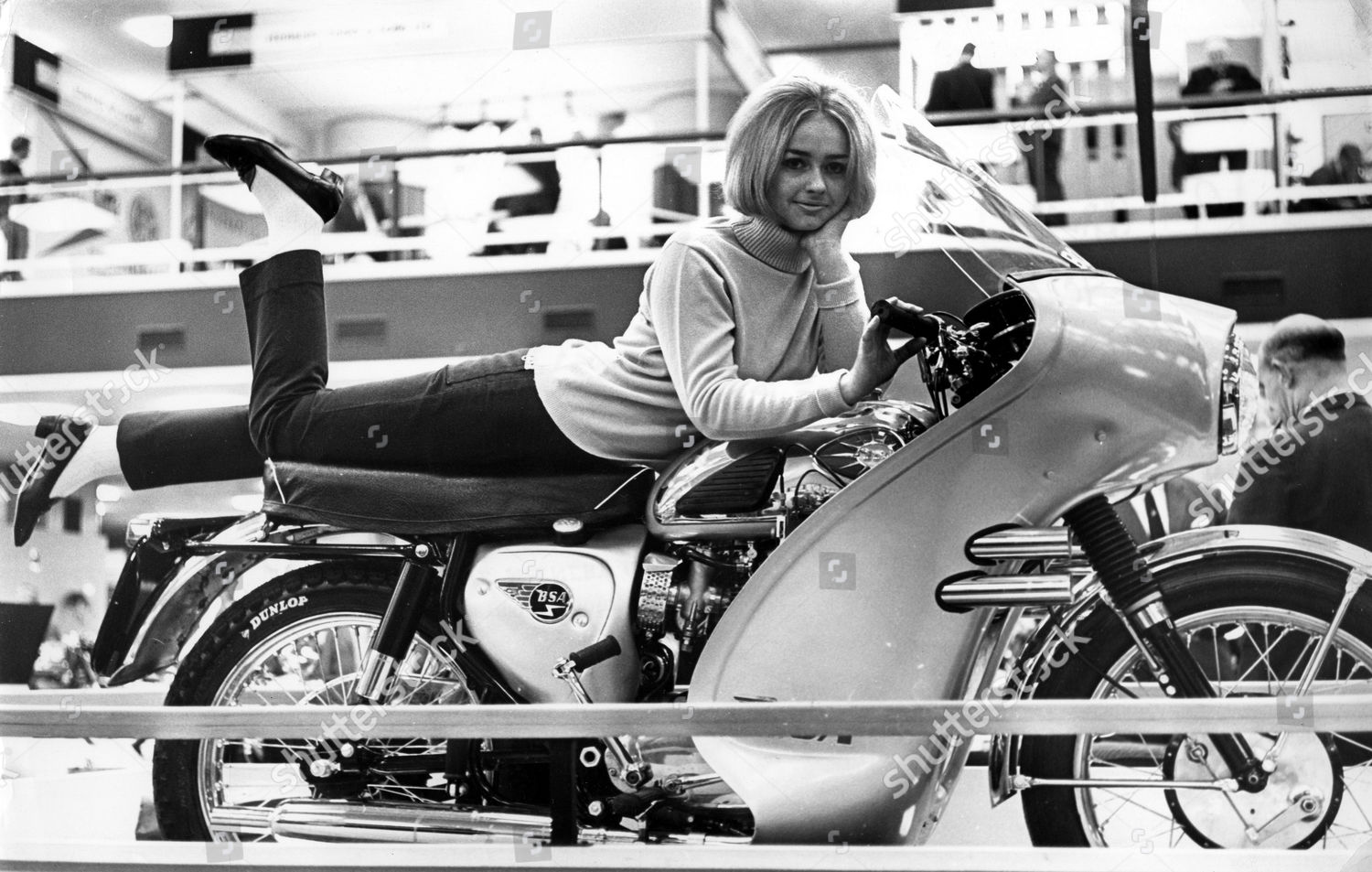 Woman Laying On Bsa Motorcycle Motor Editorial Stock Photo - Stock ...
