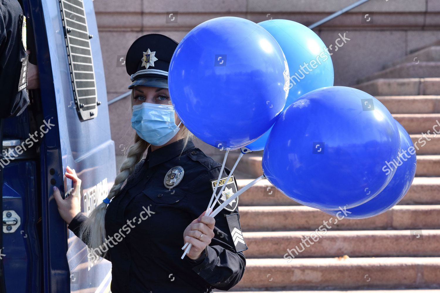 Police Officer Seen Holding Balloons During Editorial Stock Photo ...