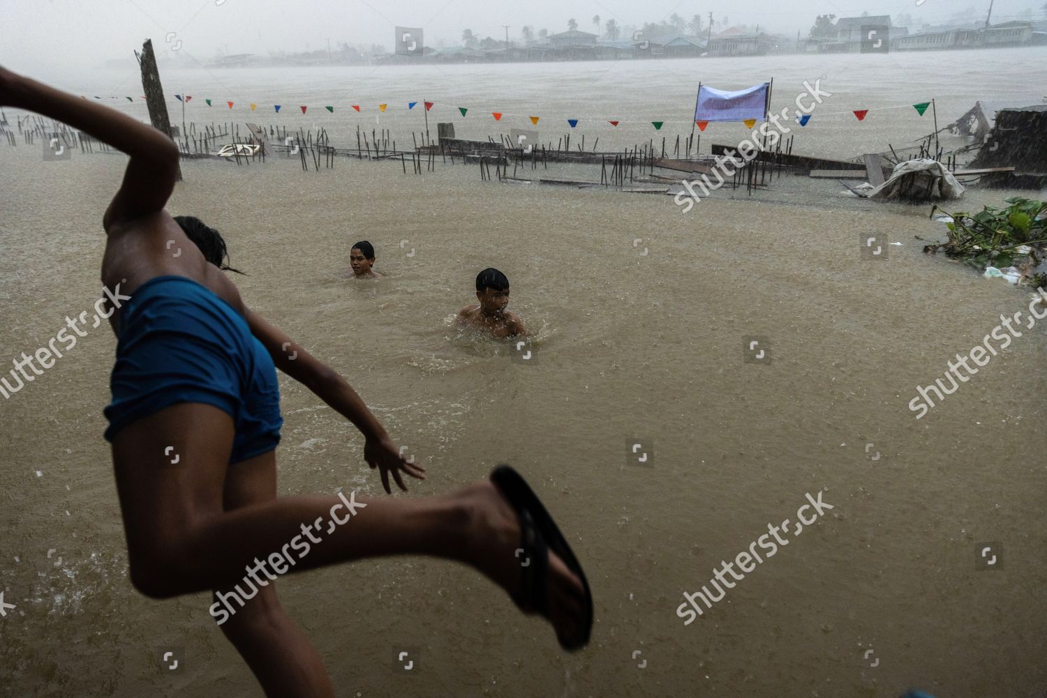 Kid Seen Jumping Chao Phraya River Editorial Stock Photo - Stock Image ...