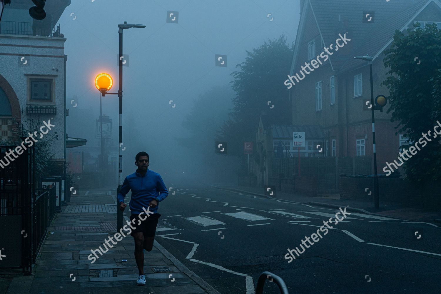 Man Jogging Thick Fog Wimbledon On Editorial Stock Photo - Stock Image ...