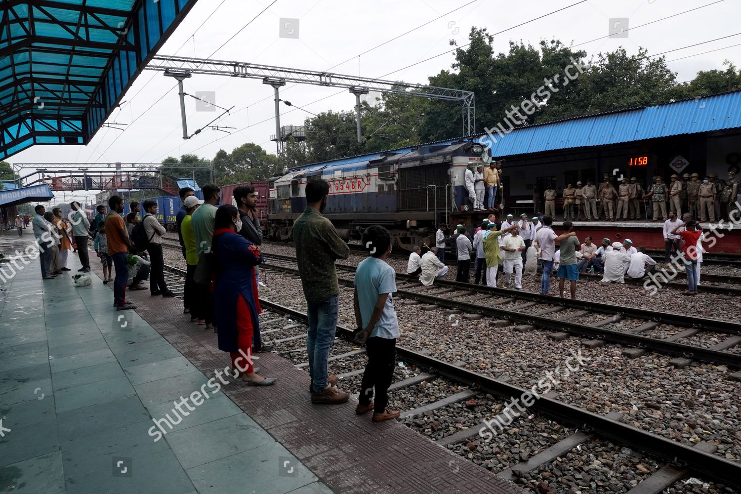 Stranded Passengers Watch Farmers Block Railway Editorial Stock Photo ...