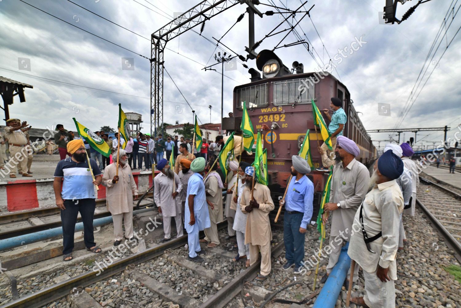 Farmers Stage Rail Roko Protest On Editorial Stock Photo - Stock Image ...