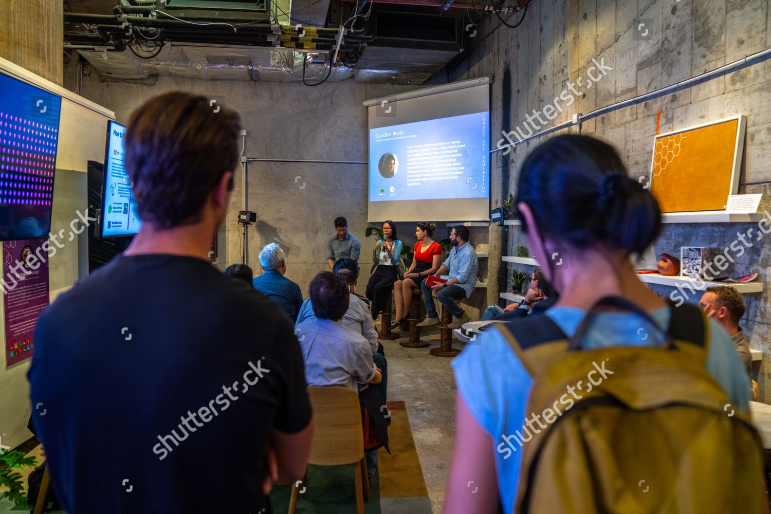 Audiences Listening Panel Discussion During Exhibition Editorial Stock ...