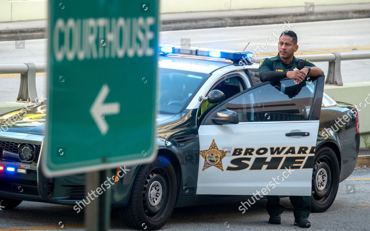 Broward Sheriff Officer Stands Front Broward Editorial Stock Photo ...