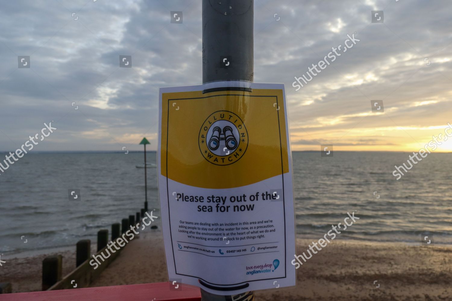 Warning Signs Along Seafront Southend On Editorial Stock Photo - Stock ...