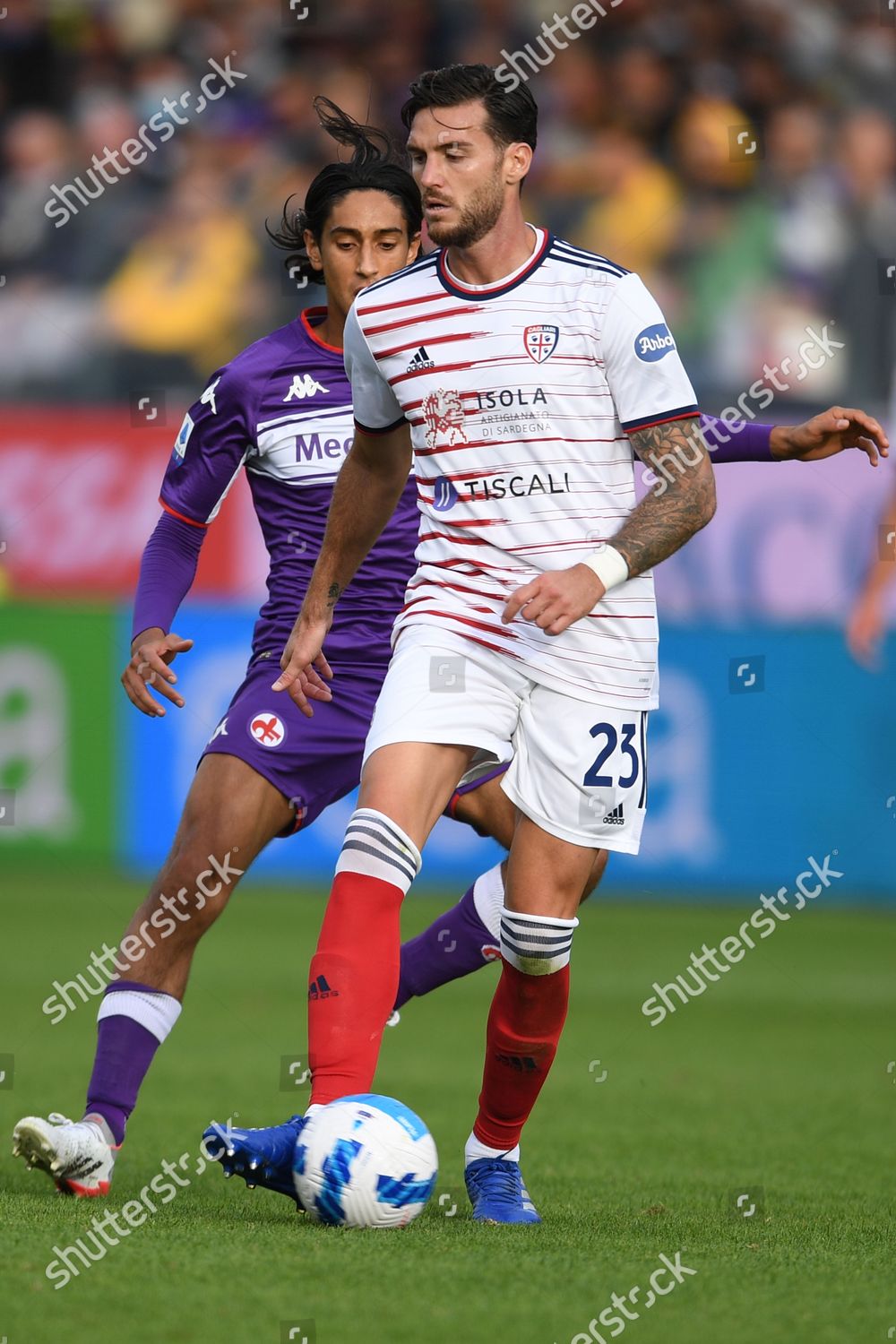 Luca Ceppitelli Cagliariyoussef Maleh Fiorentina During Editorial Stock ...