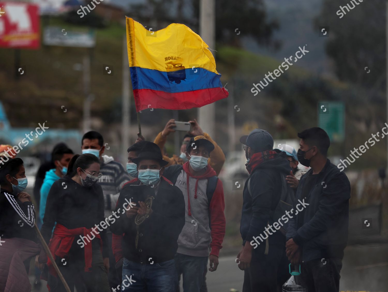 Indigenous People Wave Ecuadorian Flags They Editorial Stock Photo ...