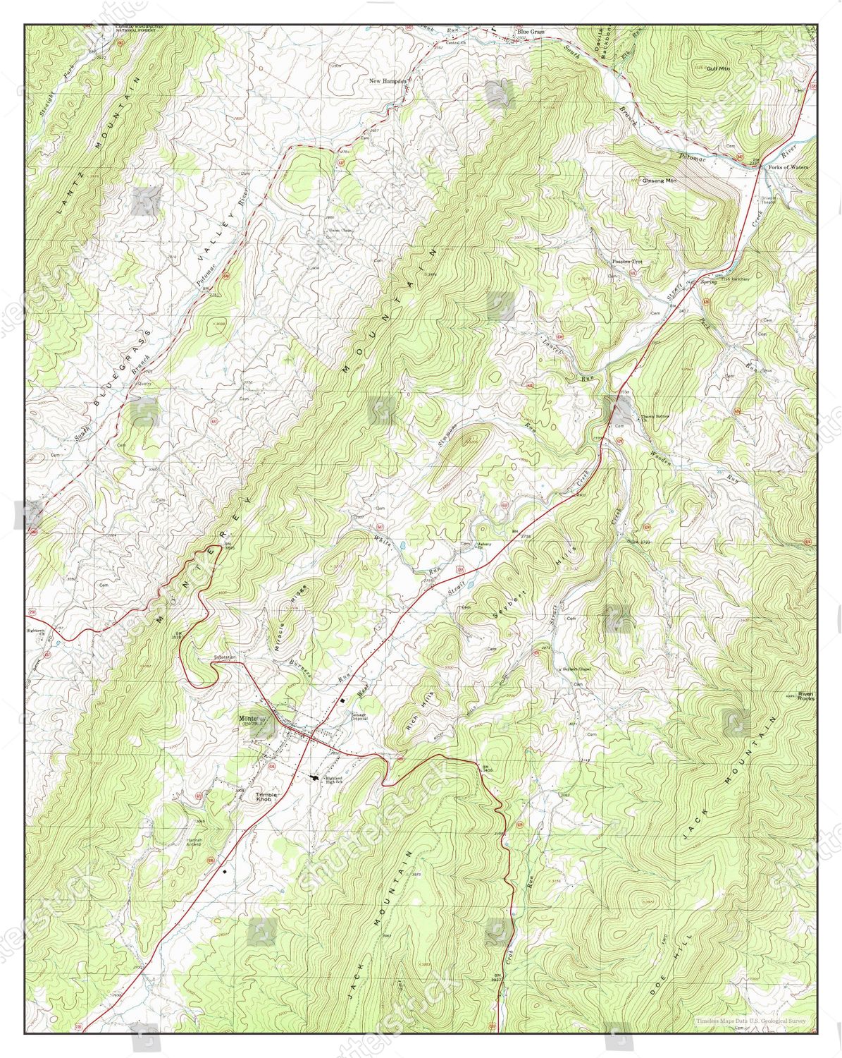 Usa Timeless Maps Monterey Virginia Map Editorial Stock Photo - Stock ...