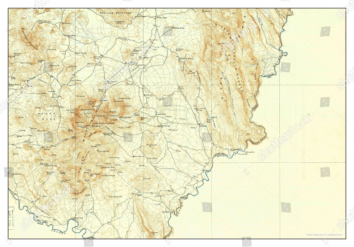 Usa Timeless Maps Chisos Mountains Texas Editorial Stock Photo - Stock ...