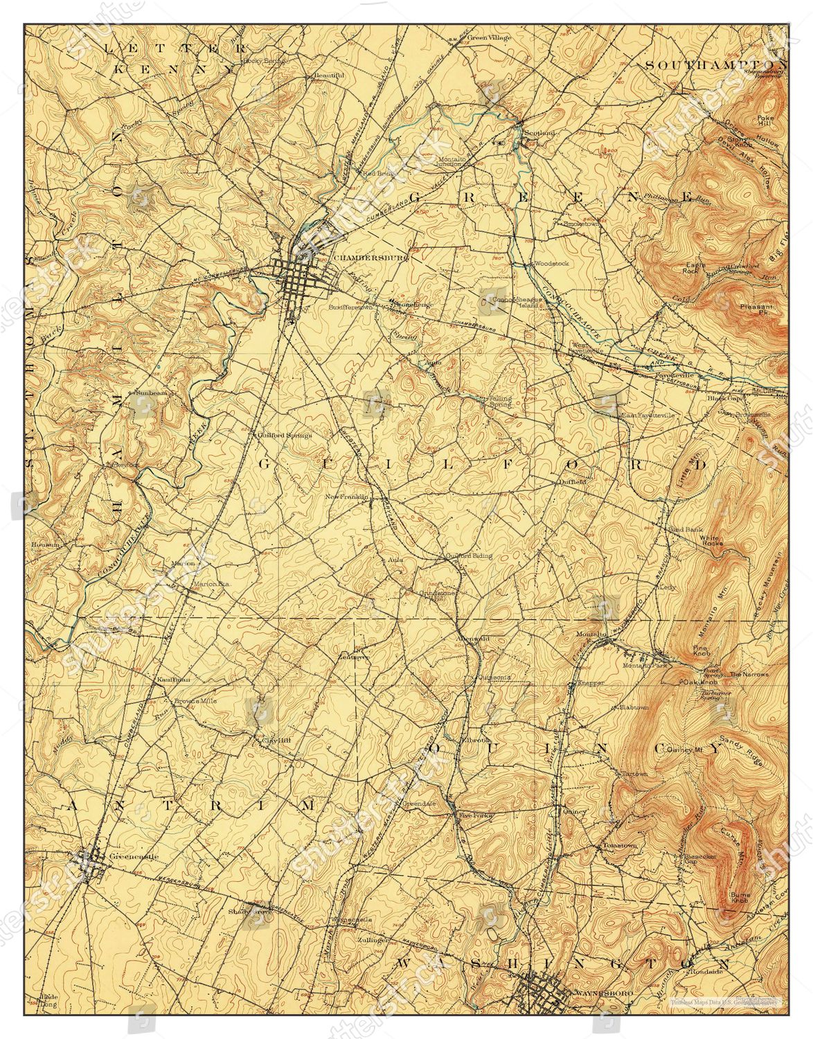 Usa Timeless Maps Chambersburg Pennsylvania Map Editorial Stock Photo ...