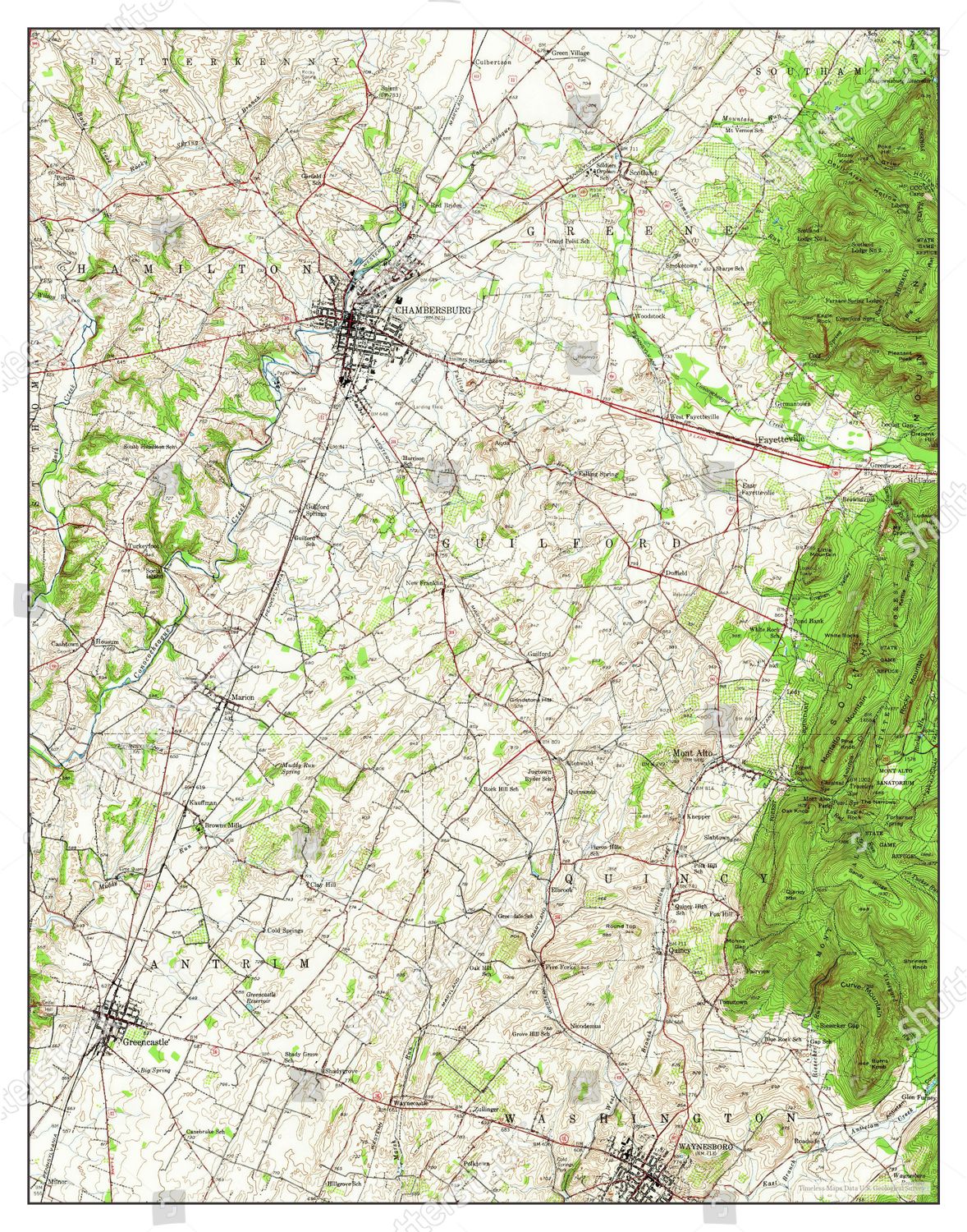 Usa Timeless Maps Chambersburg Pennsylvania Map Editorial Stock Photo ...