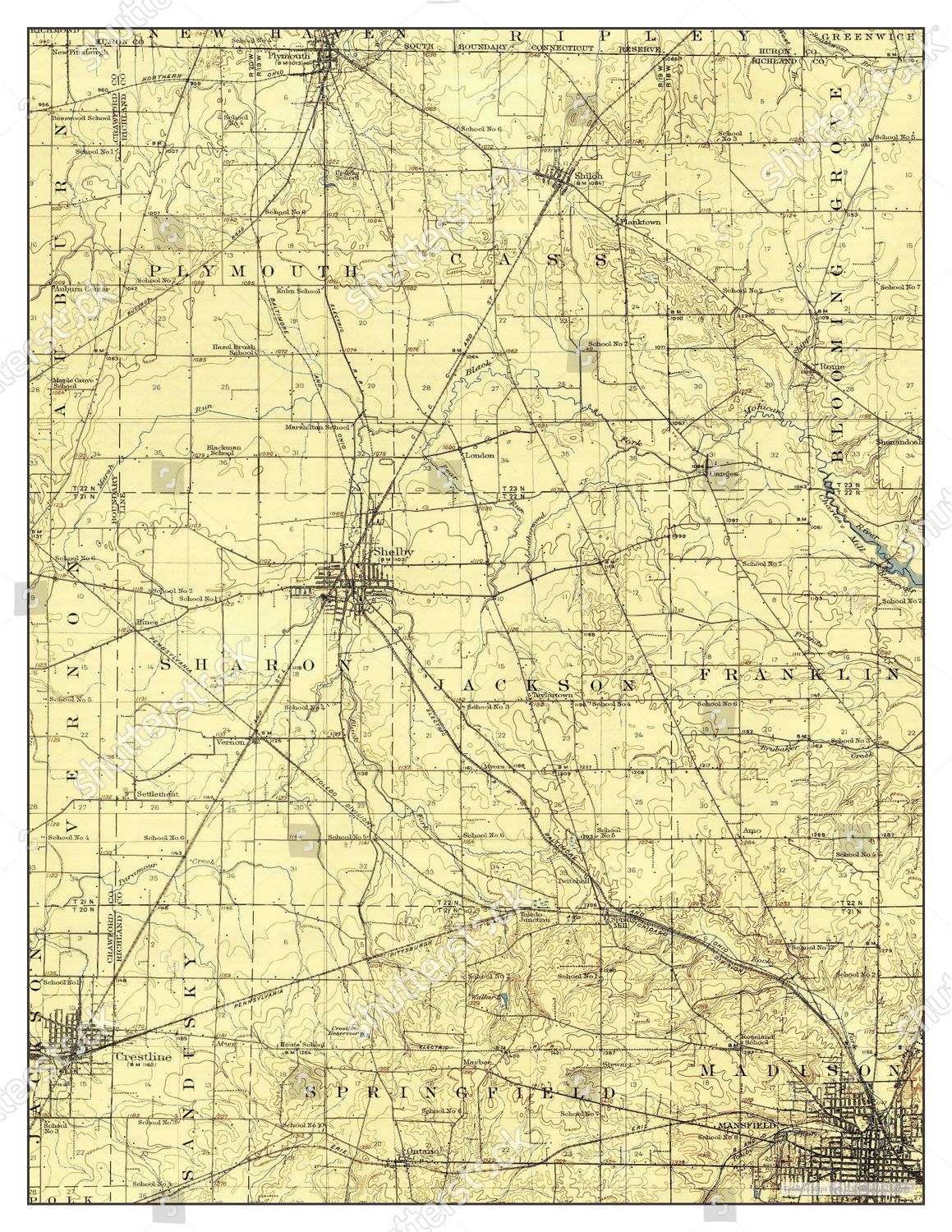 Usa Timeless Maps Crestline Ohio Map Editorial Stock Photo - Stock ...