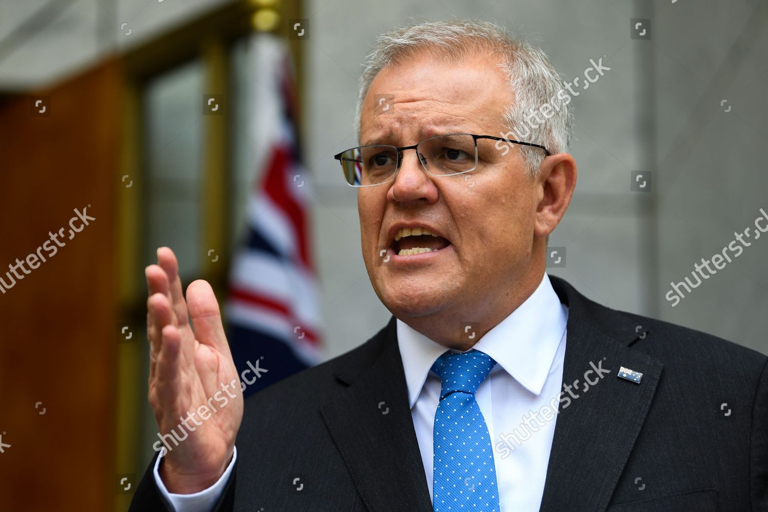 Australian Prime Minister Scott Morrison Speaks Editorial Stock Photo ...