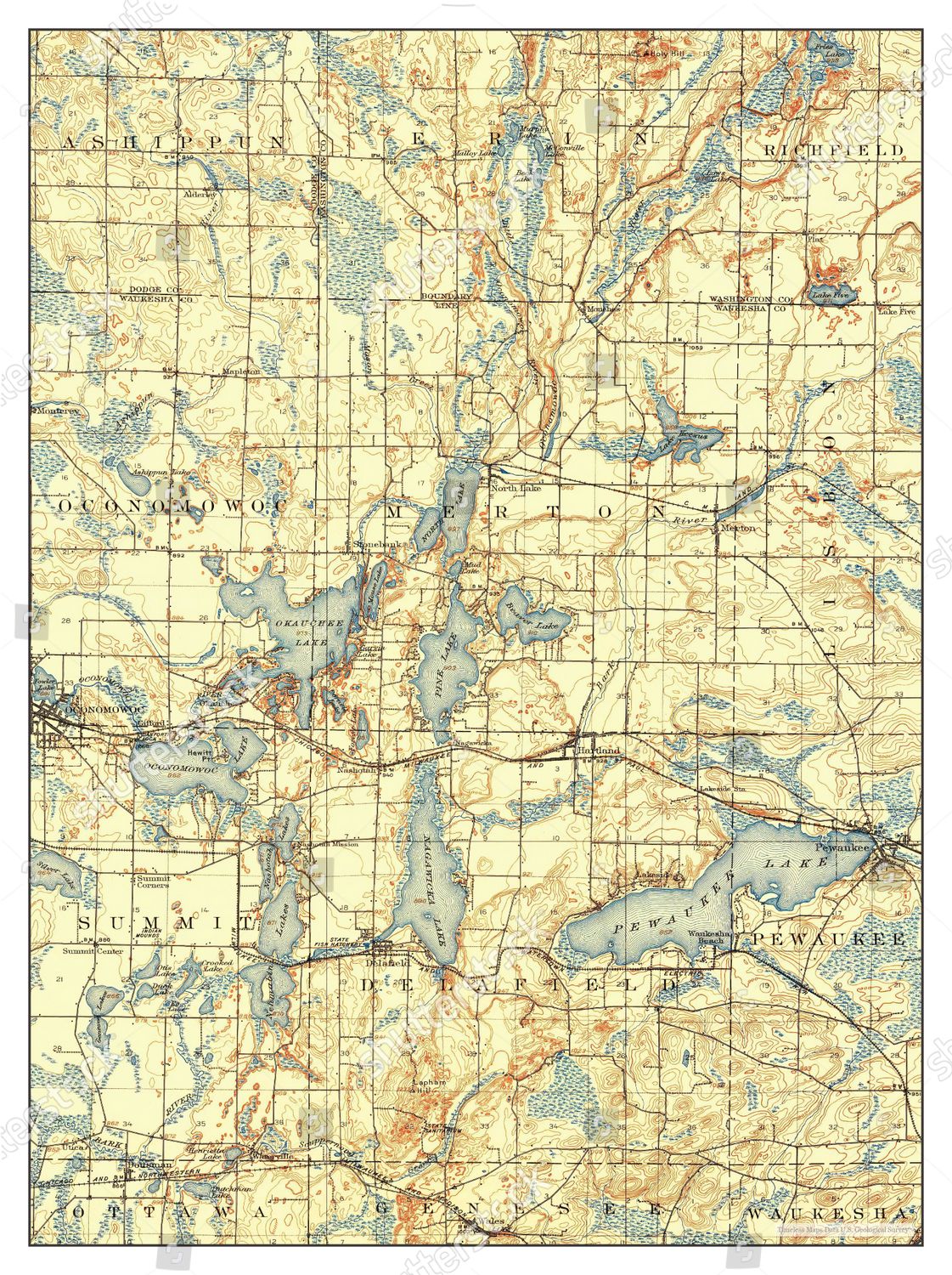 Usa Timeless Maps Oconomowoc Wisconsin Map Editorial Stock Photo ...