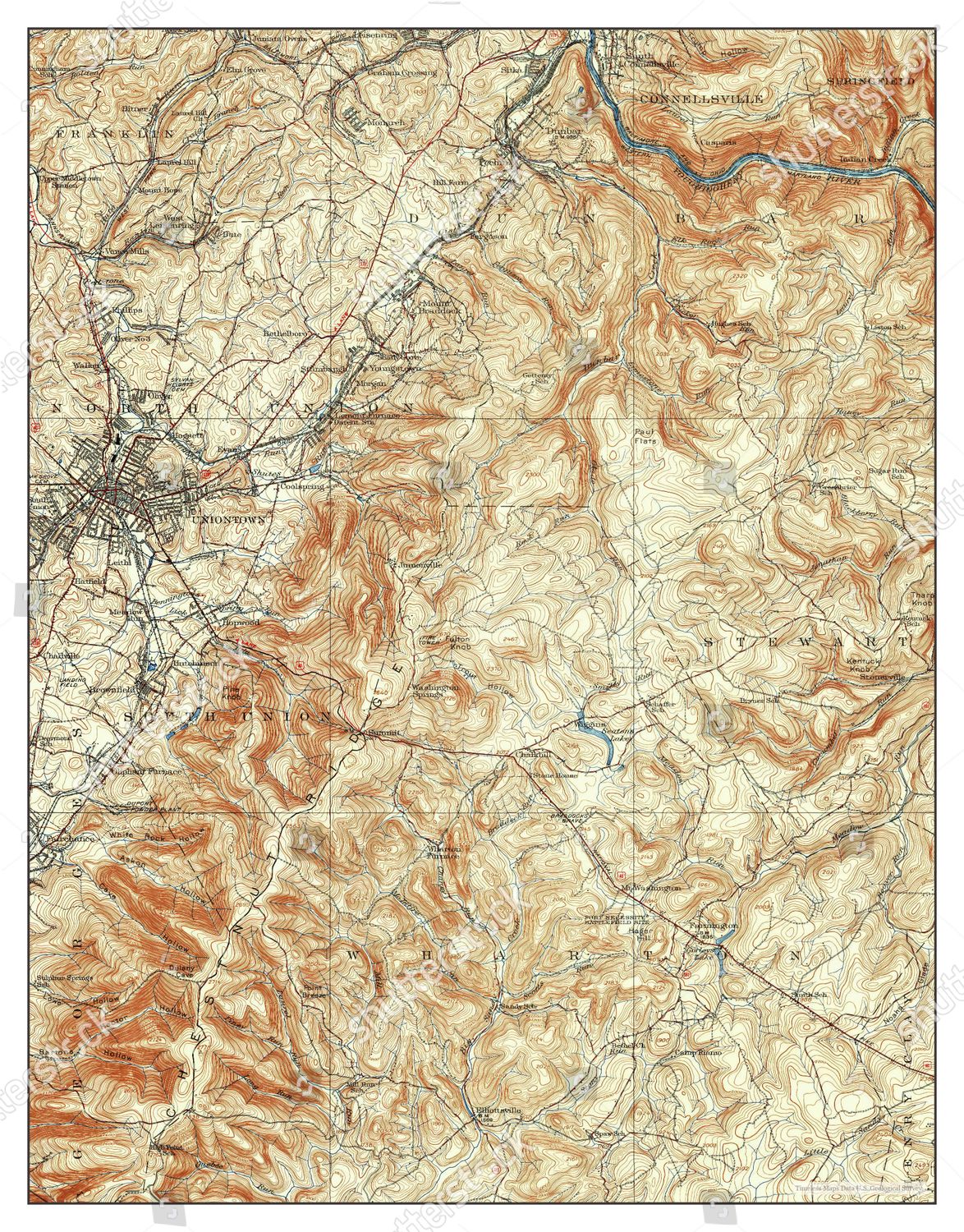 Usa Timeless Maps Uniontown Pennsylvania Map Editorial Stock Photo ...