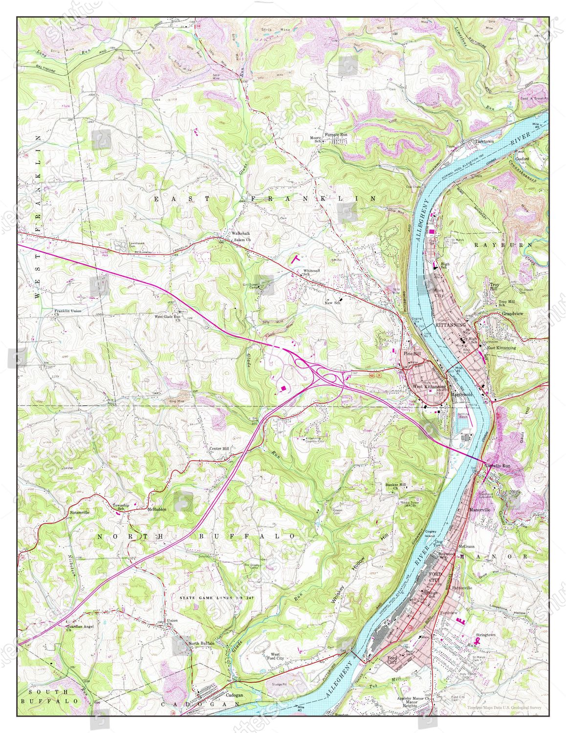 Usa Timeless Maps Kittanning Pennsylvania Map Editorial Stock Photo ...