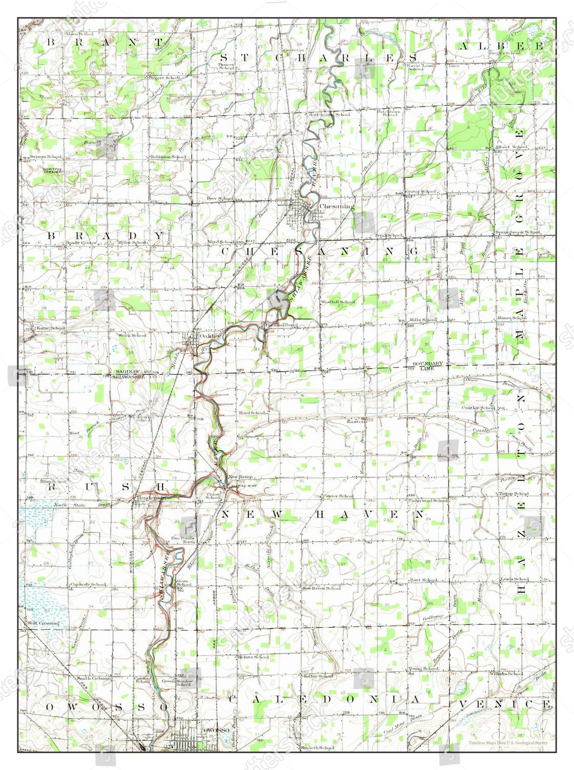 Usa Timeless Maps Chesaning Michigan Map Editorial Stock Photo - Stock ...