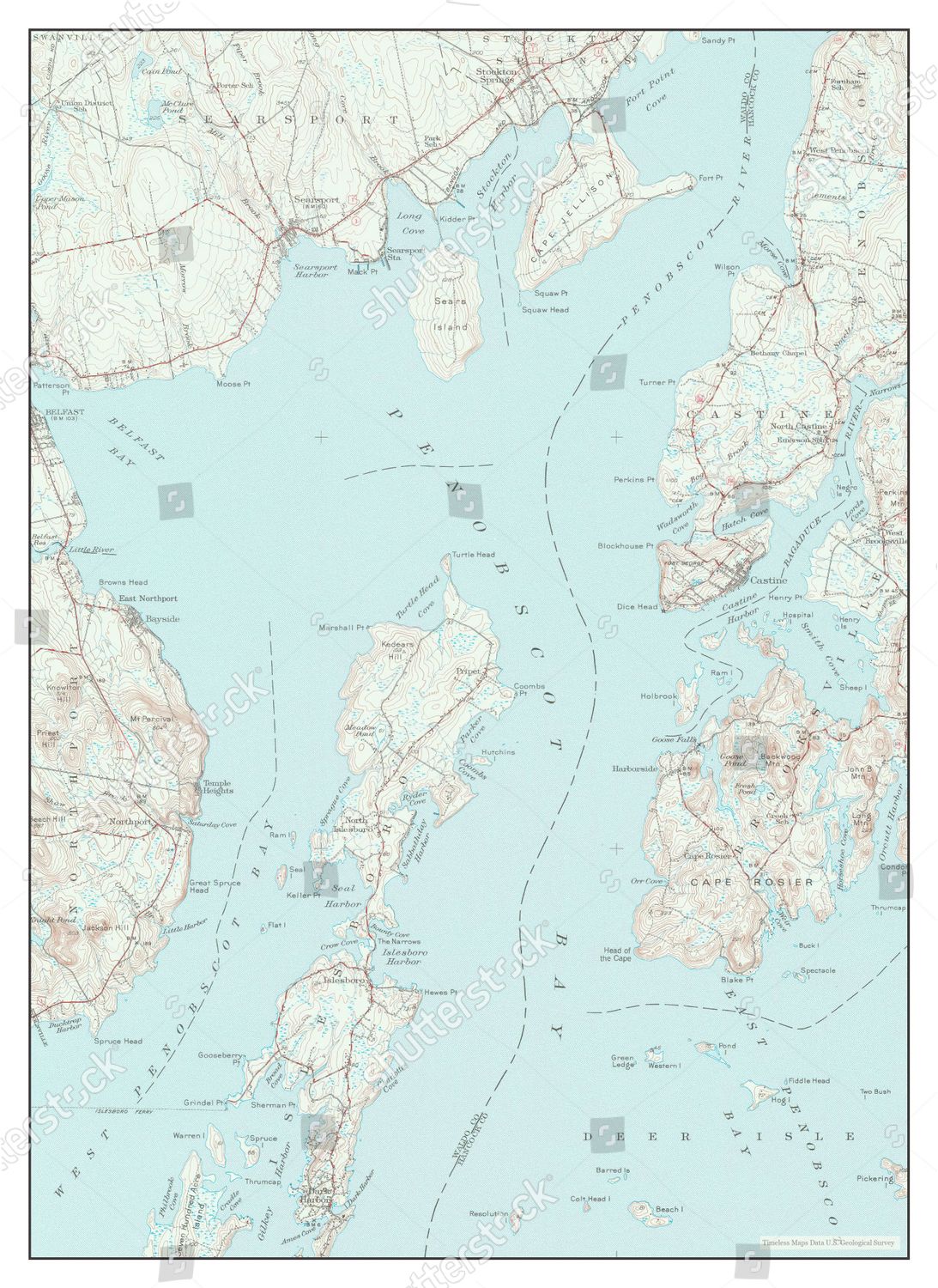 Usa Timeless Maps Castine Maine Map Editorial Stock Photo - Stock Image ...