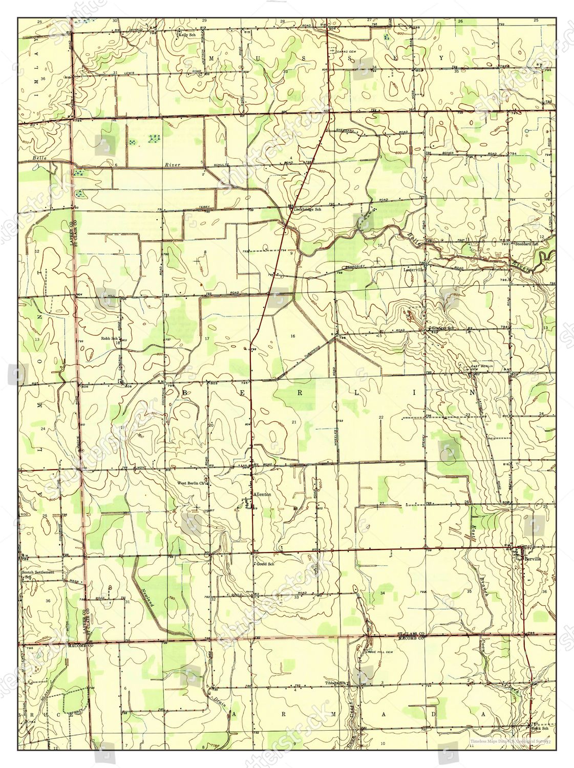 Usa Timeless Maps Allenton Michigan Map Editorial Stock Photo - Stock ...