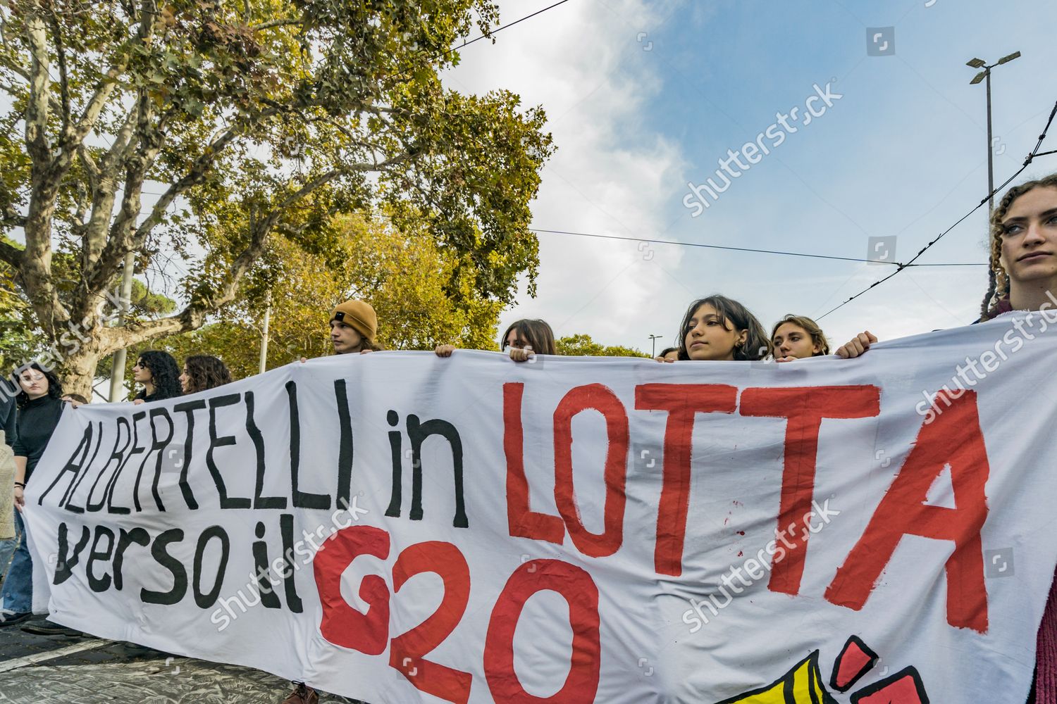 Banner Saying Albertelli Fight G20 Albertelli Editorial Stock Photo ...