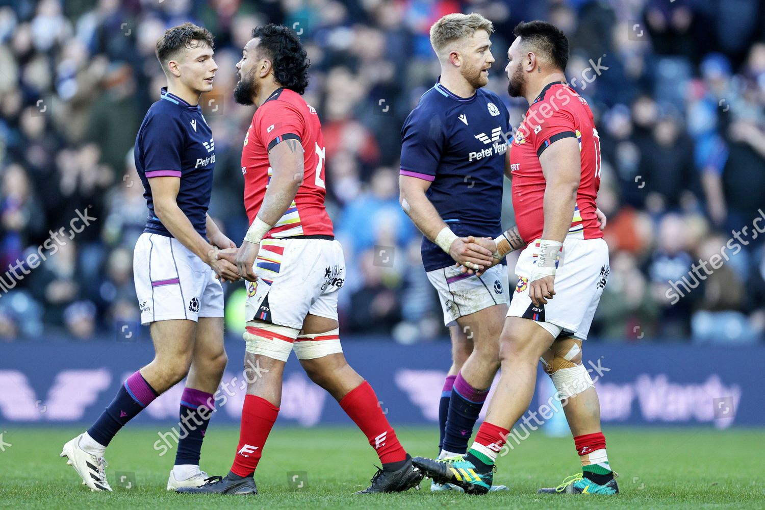 Scotland Vs Tonga Both Teams Shake Editorial Stock Photo - Stock Image ...