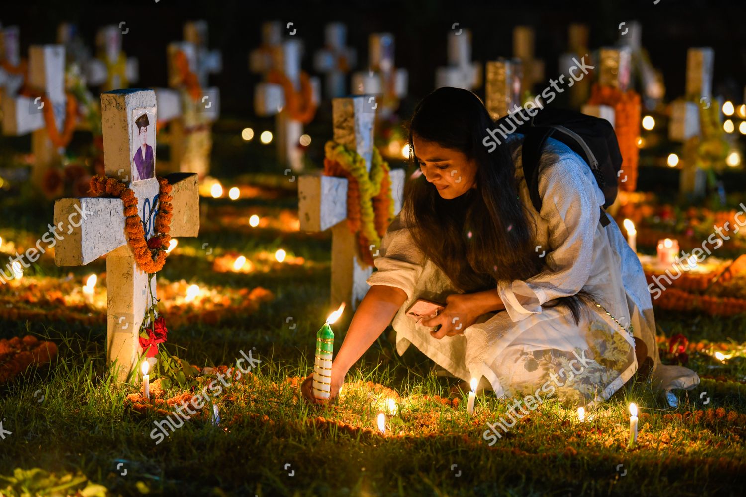 Christian Devotee Pays Respect Lights Candle Editorial Stock Photo ...