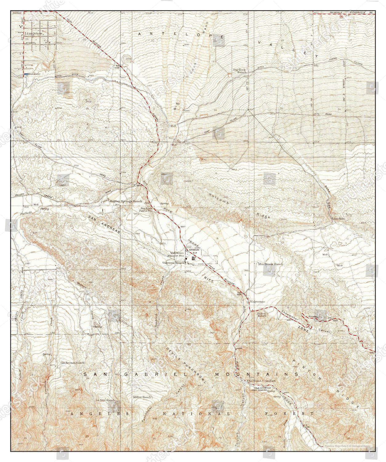Usa Timeless Maps Valyermo California Map Editorial Stock Photo - Stock ...
