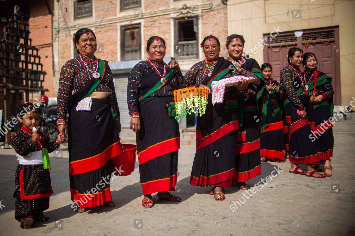 Nepalese Women Dressed Traditional Newari Attire Editorial Stock Photo ...
