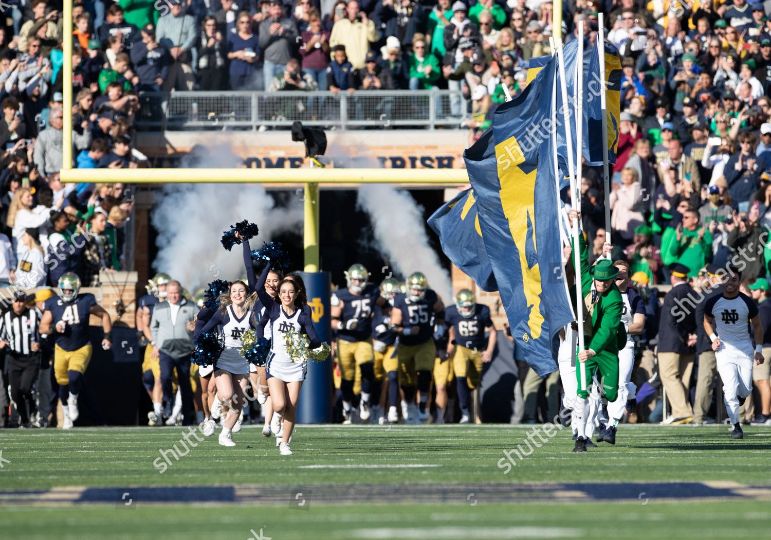 Notre Dame Cheerleaders Lead Team Onto Editorial Stock Photo - Stock ...