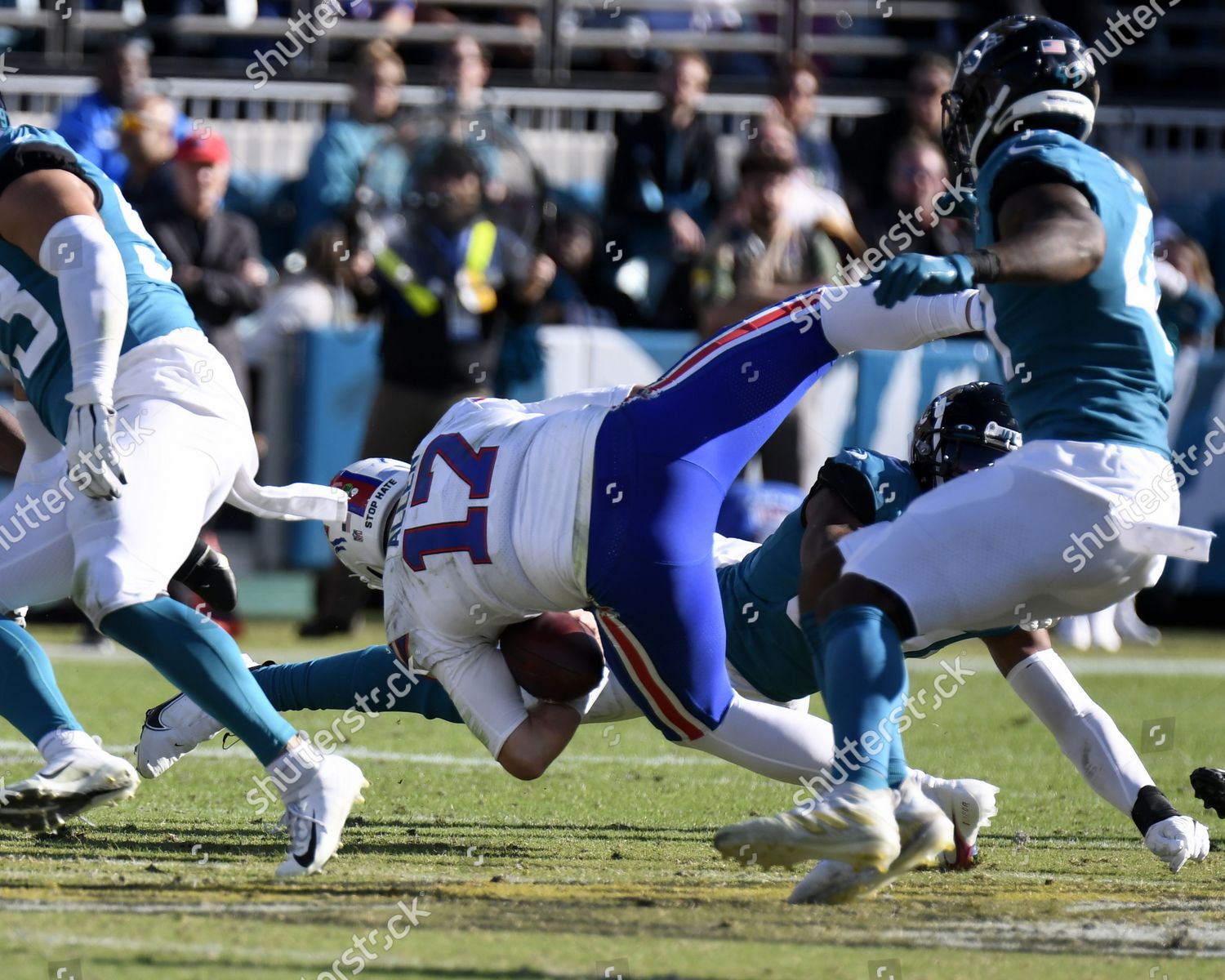 Bills Quarterback Josh Allen Tackled Following Editorial Stock Photo ...