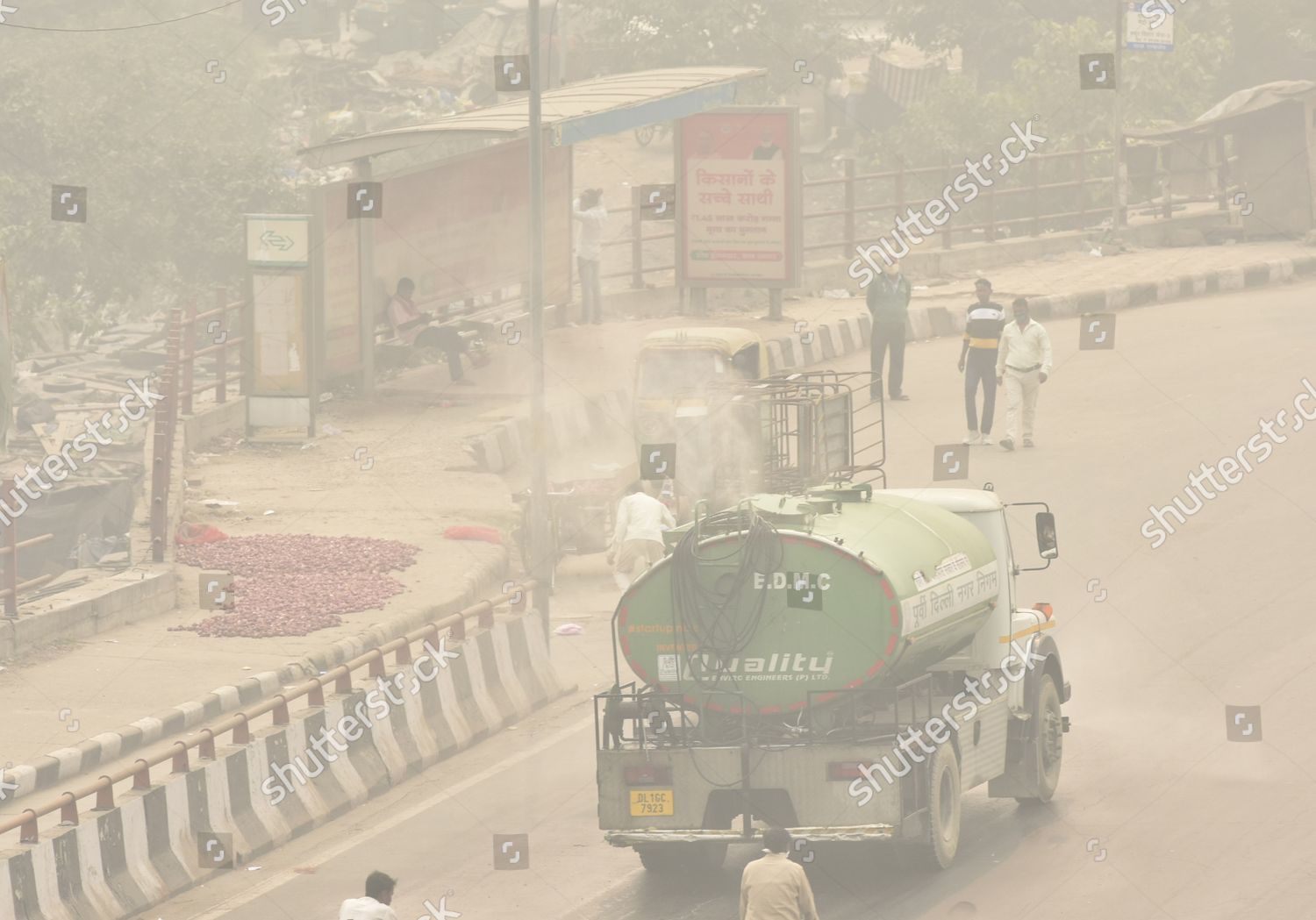 East Mcd Workers Sprinkle Water Fogging Editorial Stock Photo - Stock ...