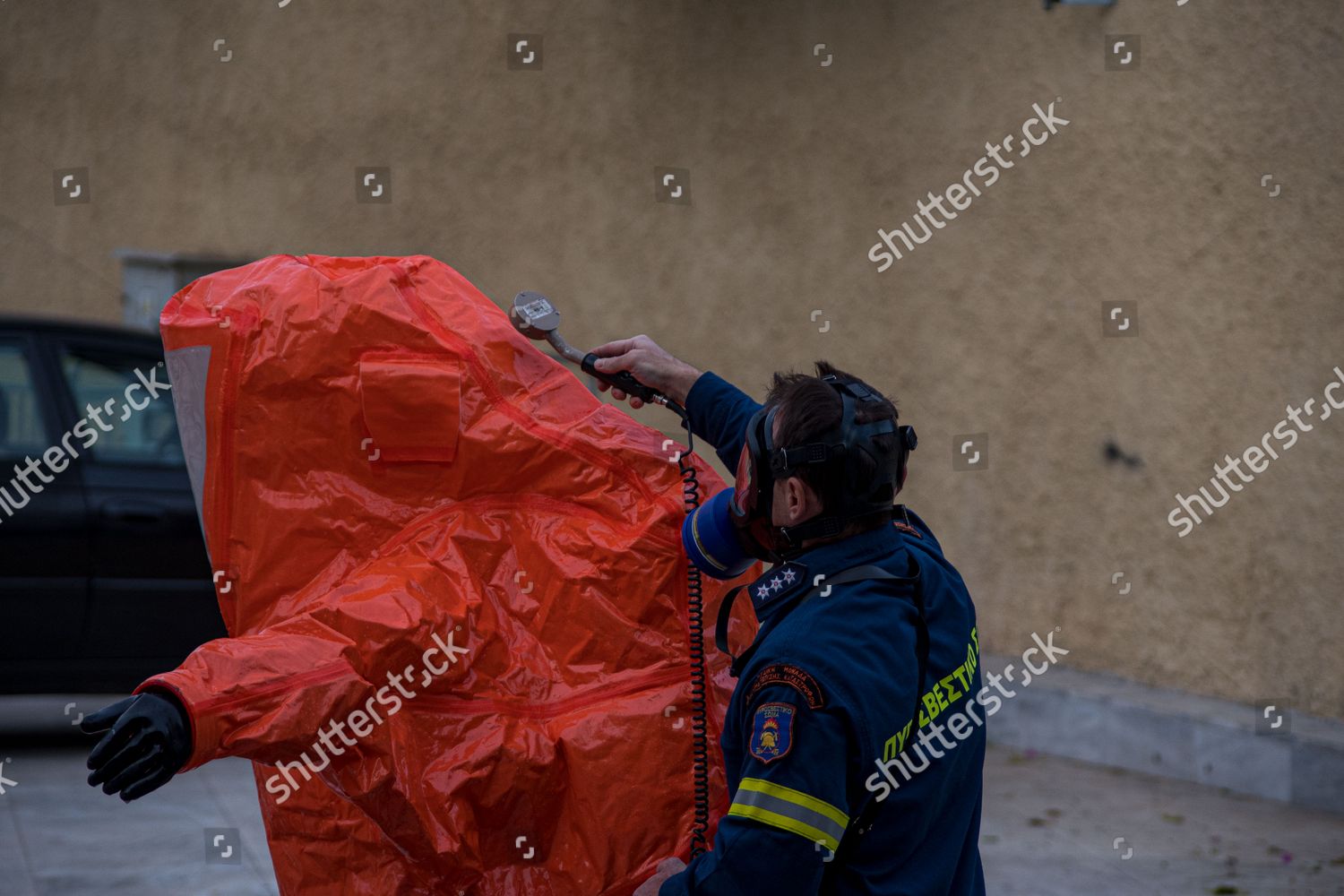 Pyrotechnicians Hellenic Fire Service Getting Checked Editorial Stock ...