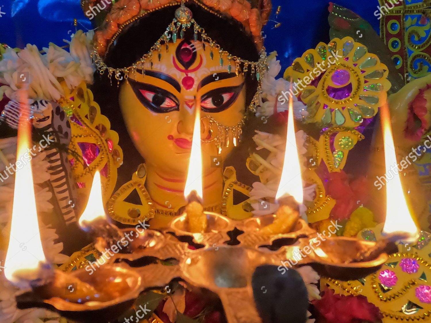 Hindu Goddess Jagaddhatri Idol Moment Sandhya Editorial Stock Photo ...