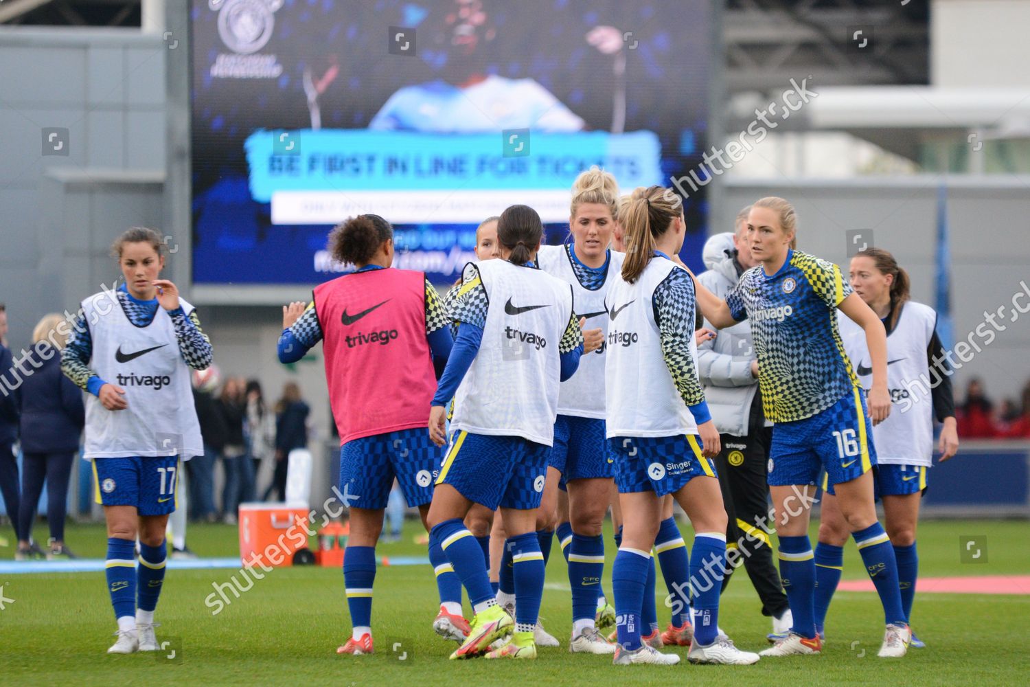Chelsea Team Huddle During Warm Before Editorial Stock Photo - Stock ...