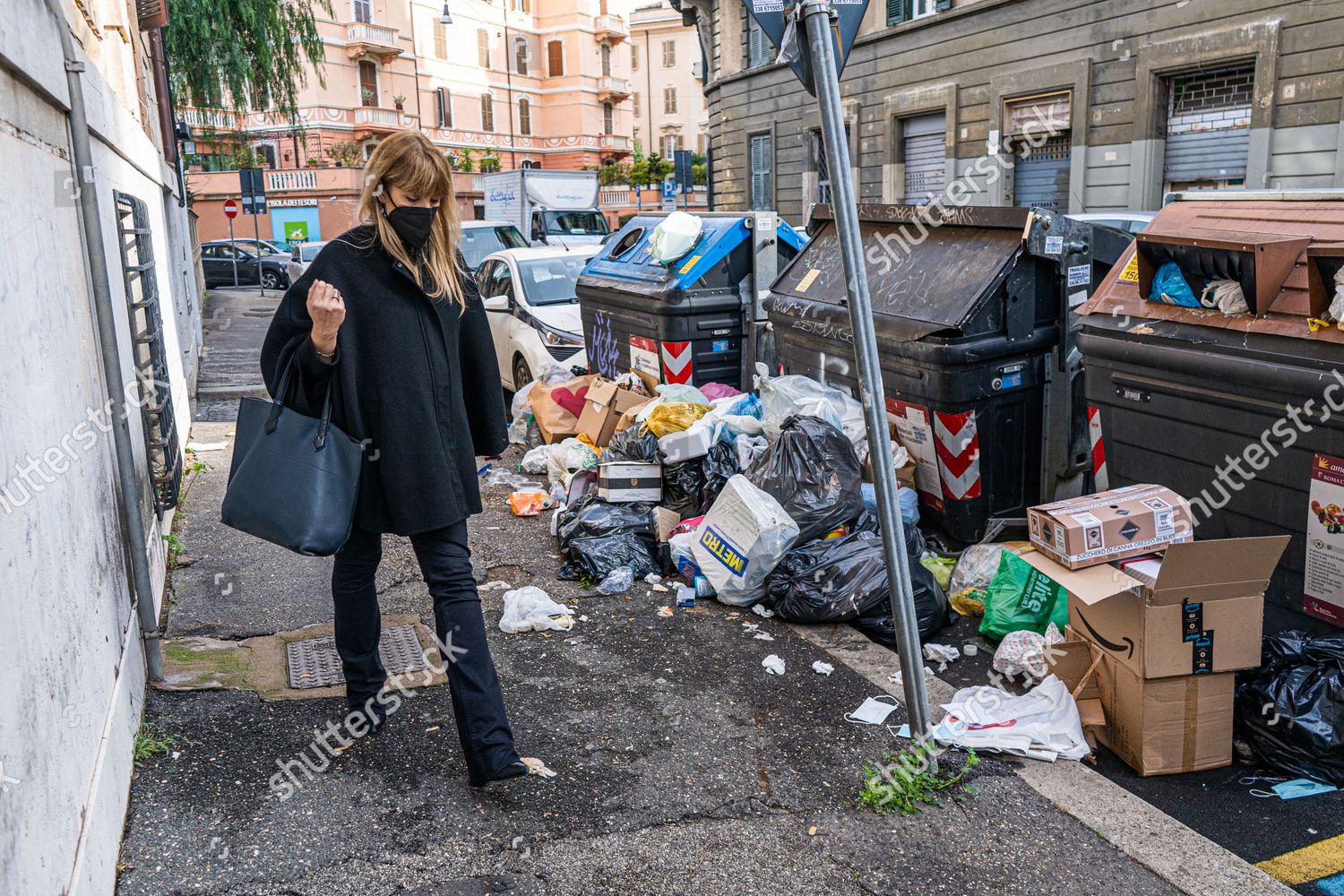 Pedestrians Walk Past Waste Recycling Bins Editorial Stock Photo ...