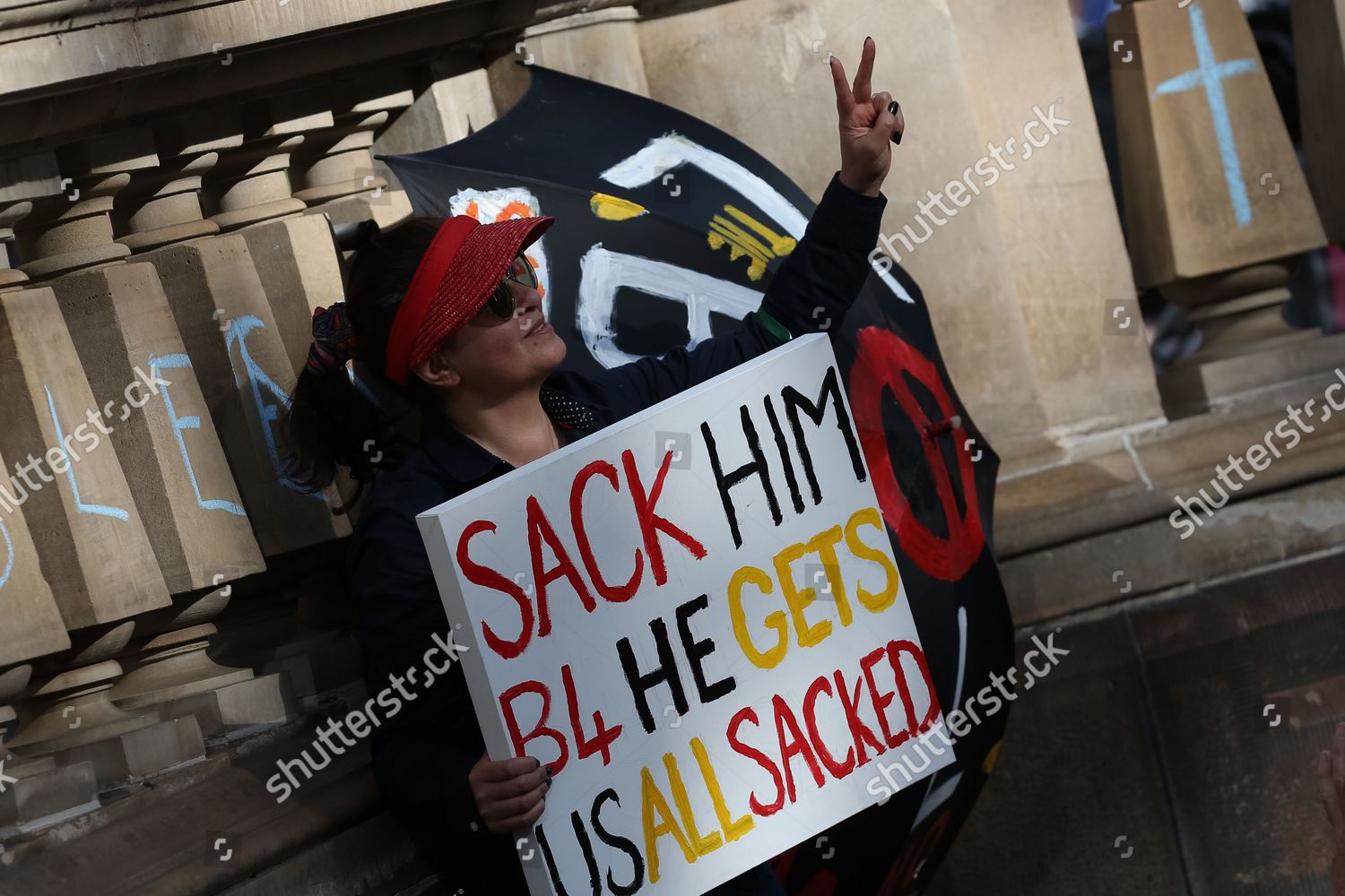 Protester Holds Placard During Demonstration Outside Editorial Stock ...