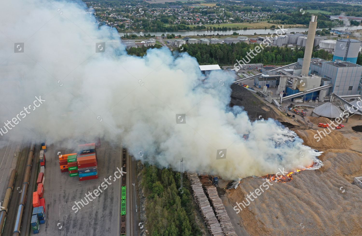 Aerial View Large Fire Wood Chip Editorial Stock Photo - Stock Image ...