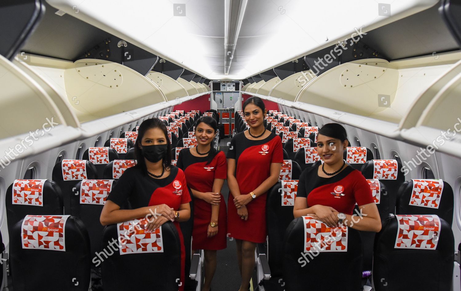 Air Hostesses Inside Spicejet Boeing 737 Editorial Stock Photo - Stock ...