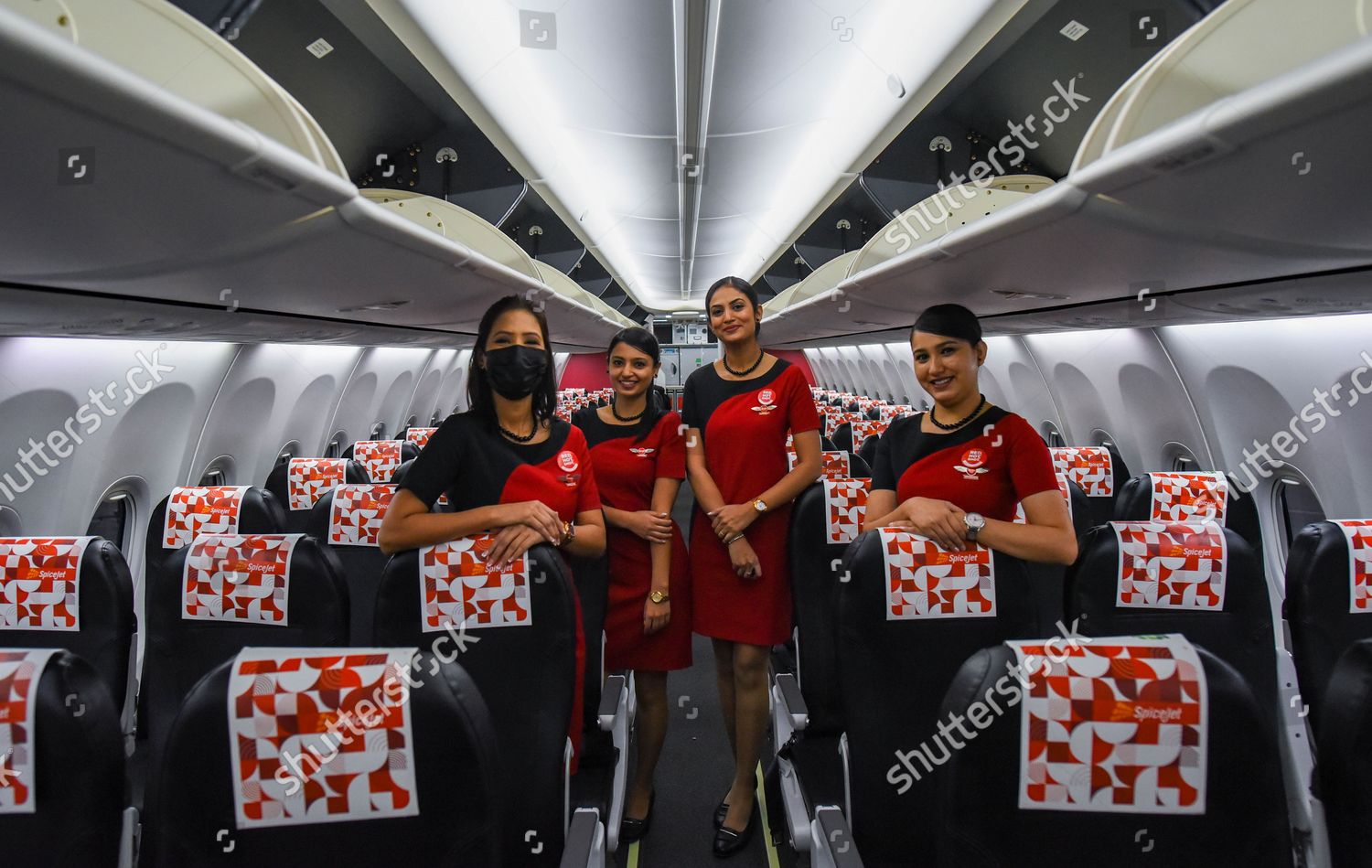 Air Hostesses Inside Spicejet Boeing 737 Editorial Stock Photo - Stock ...