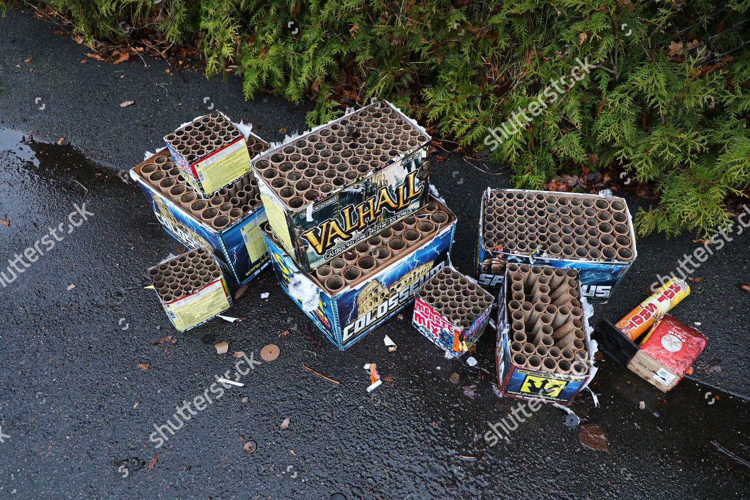 Traces Remnants Fireworks Crossroads Form Bomb Editorial Stock Photo ...