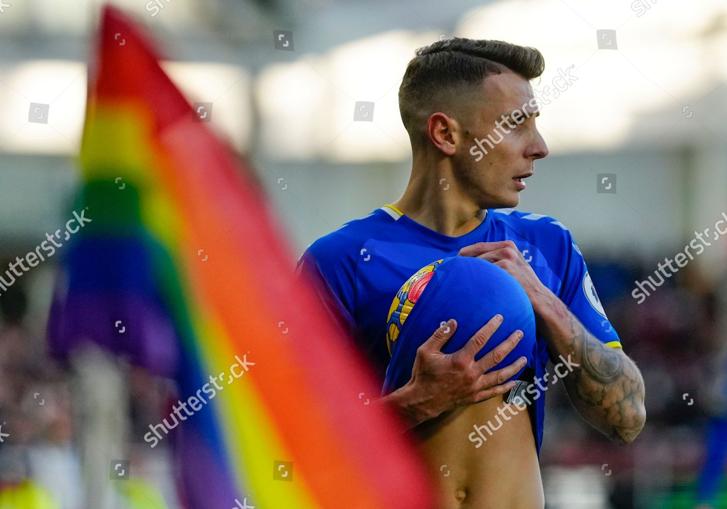 Evertons Lucas Digne Rainbow Laces Corner Editorial Stock Photo - Stock Image | Shutterstock