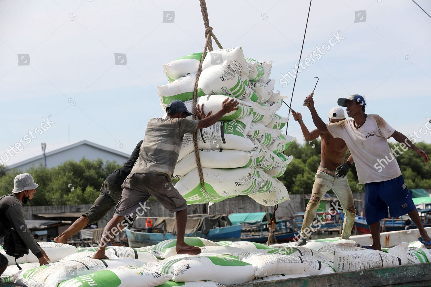Indonesian Workers Load Bags Salt On Editorial Stock Photo - Stock ...