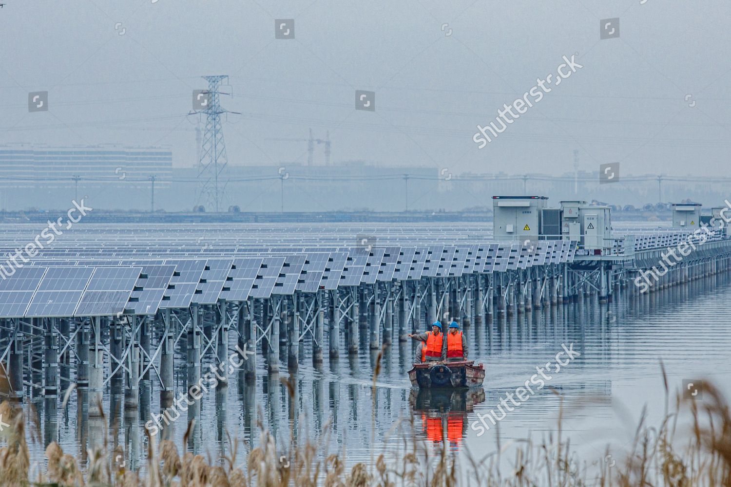 Staff Members Inspect 550 Megawatts Photovoltaic Editorial Stock Photo ...
