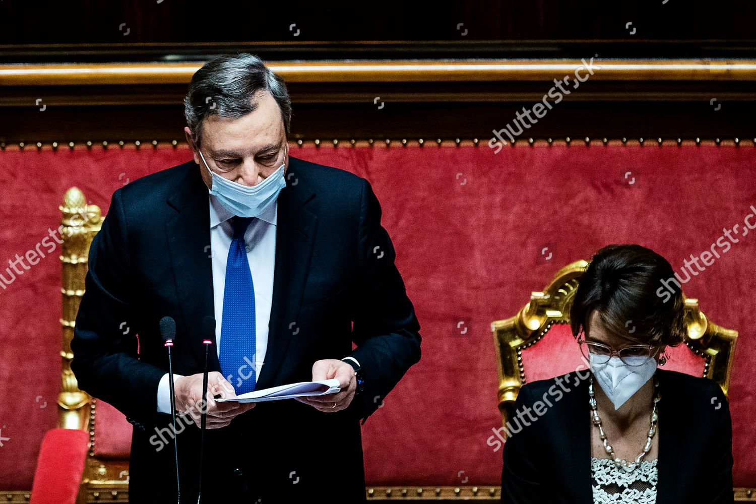 Italian Prime Minister Mario Draghi Presents Editorial Stock Photo ...