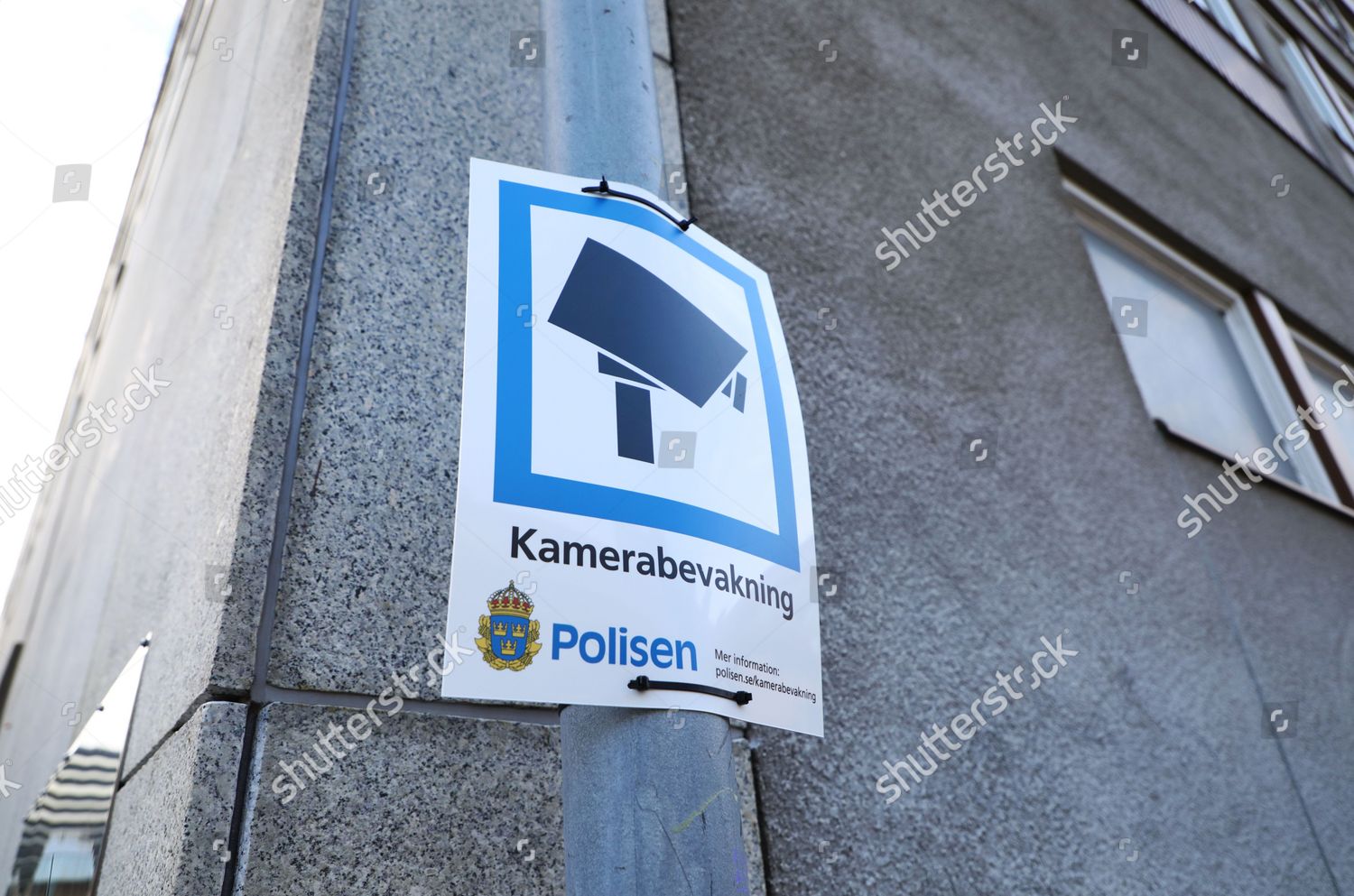 Sign Polices Camera Surveillance On Street Editorial Stock Photo ...