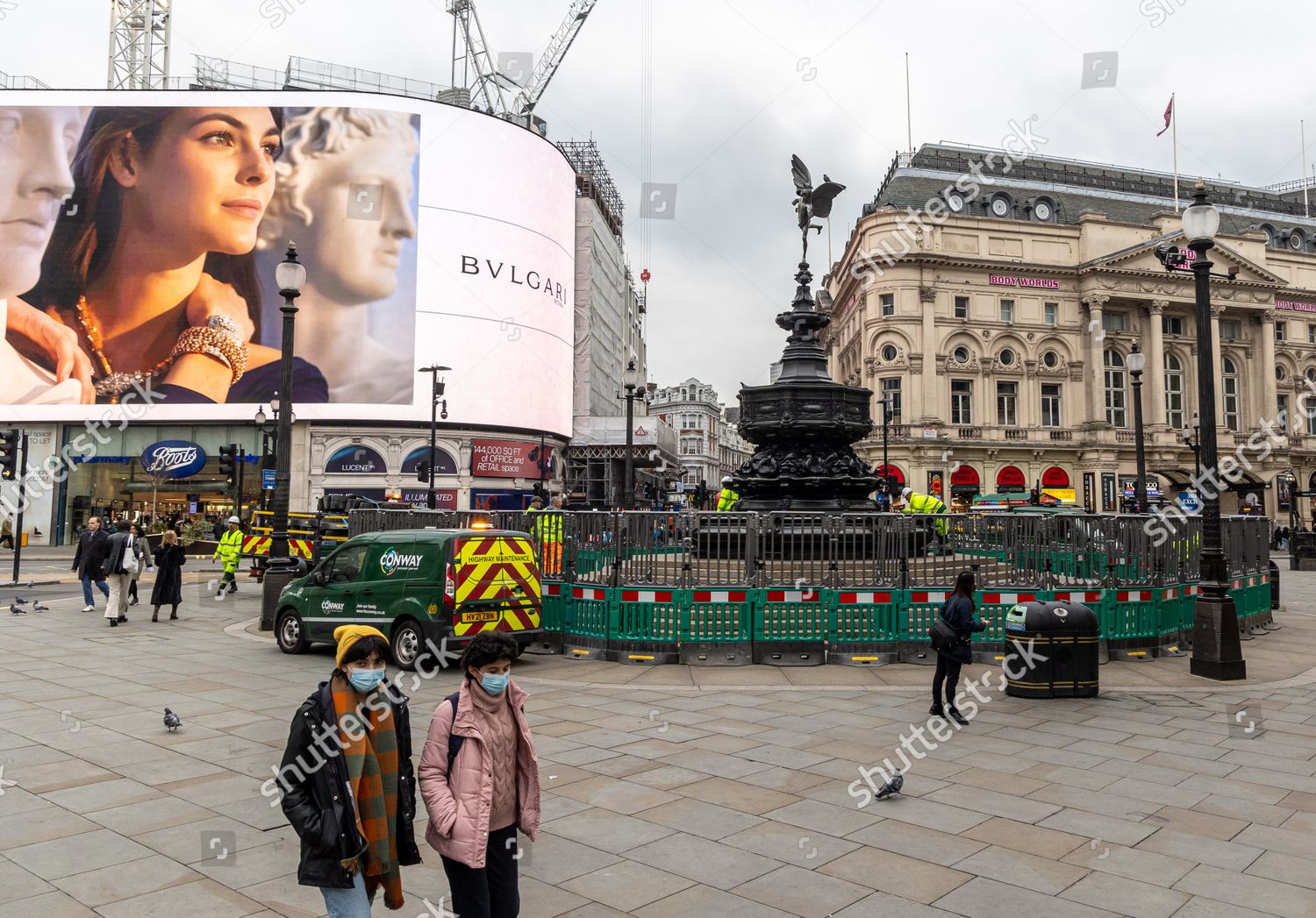 Boarded Eros Statue Piccadilly Circus London Editorial Stock Photo ...