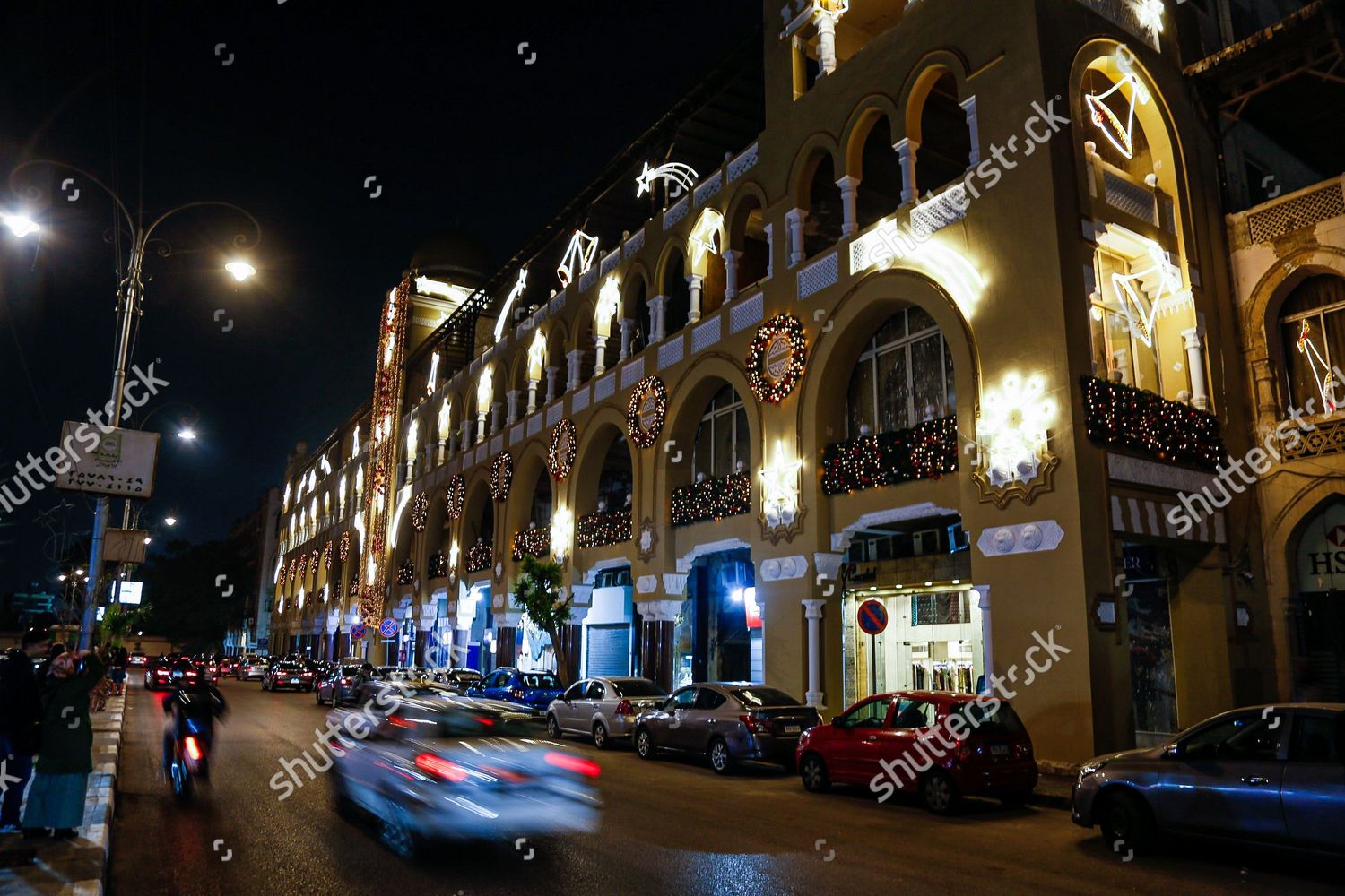 Streets Buildings Heliopolis District Decorated Lights Editorial Stock ...
