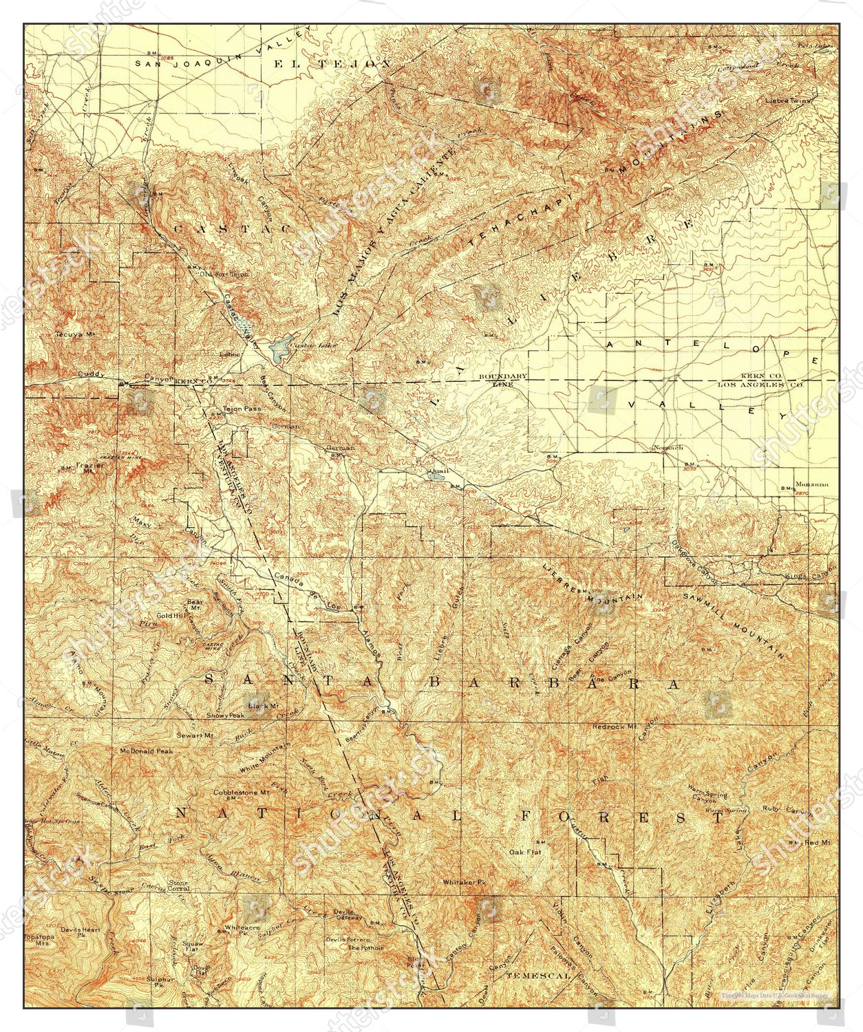 Usa Timeless Maps Tejon California Map Editorial Stock Photo - Stock ...