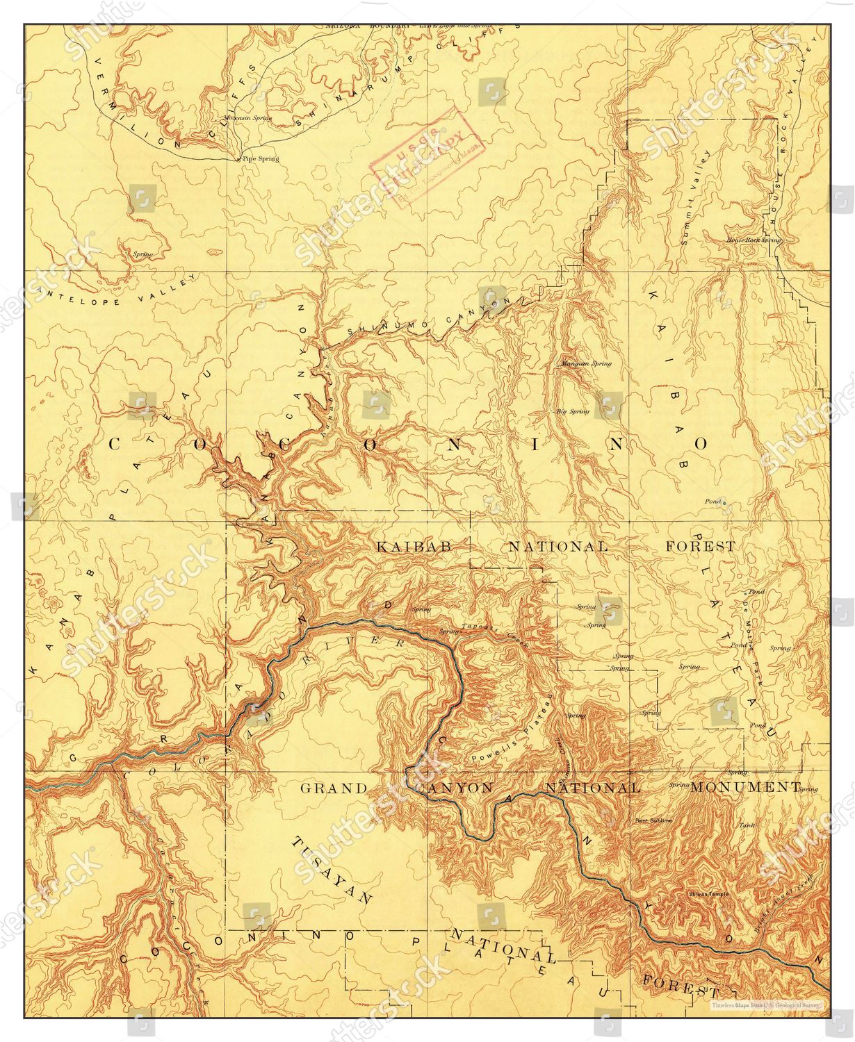 Usa Timeless Maps Kaibab Arizona Map Editorial Stock Photo - Stock ...
