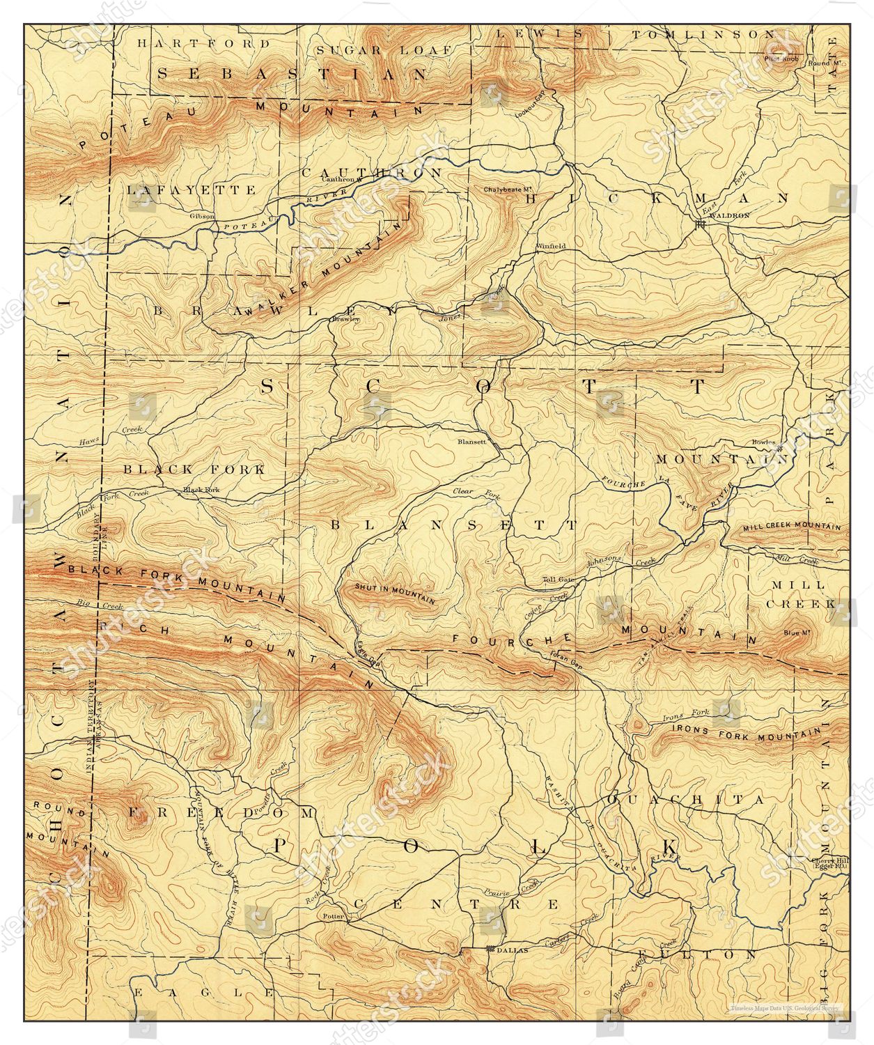 Usa Timeless Maps Poteau Mountain Arkansas Editorial Stock Photo ...